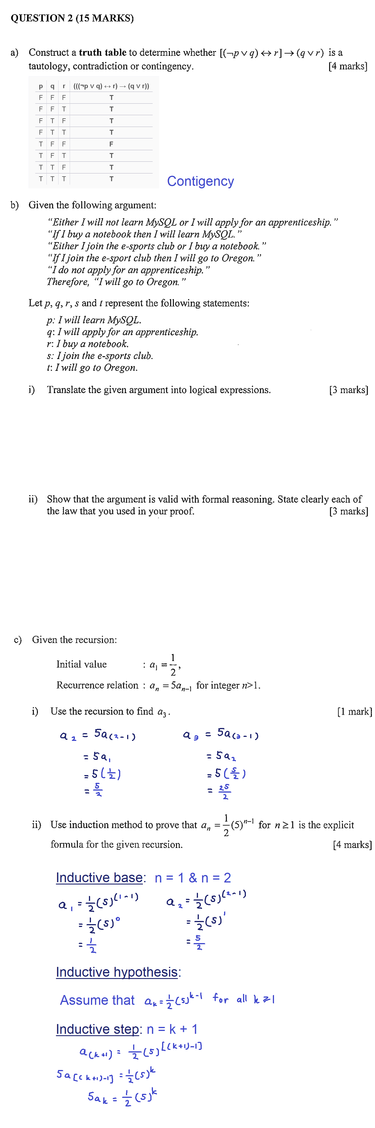 Exam questions - TMA 1201